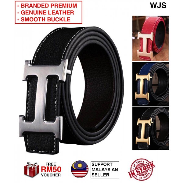 (PREMIUM BRANDED) WJS Original Genuine PU Leather H Belt Smooth Buckle ...