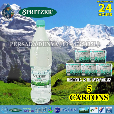 PACKAGE OF 5 CARTONS : SPRITZER MINERAL WATER 1250ML x 12 BOTTLES Mountain Green Mineral Water ...