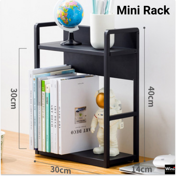 2 Tier Metal High Quality Multipurpose Rack Book Shelf DIY Black | pgmall