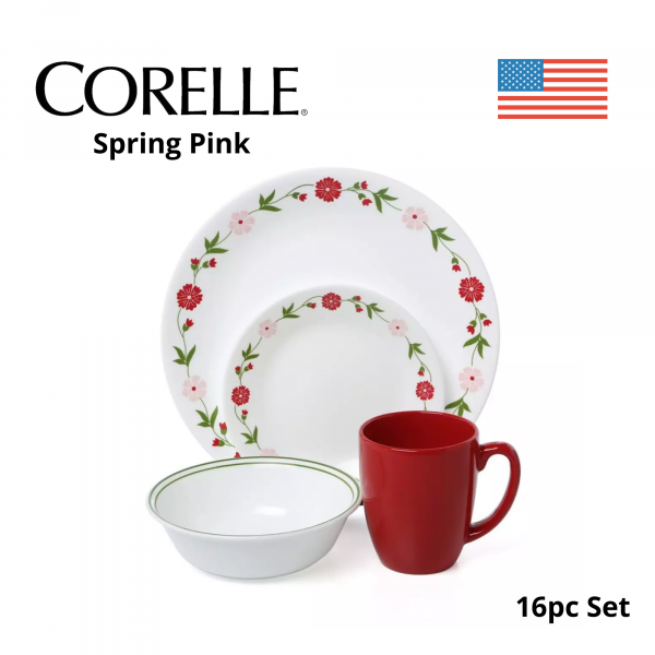 Corelle Spring Pink 16pc Dinnerware Set (1089415) Floral | PGMall