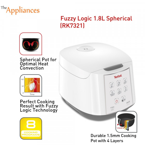 Tefal Rice Cooker Fuzzy Logic RK7321 (1.8L) White | PGMall