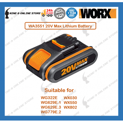 WORX WA3551 20V Max Lithium Battery For WG322E , WG629E.1 , WG629E.3 , WG779E.2 , WX030 , WX550 ...