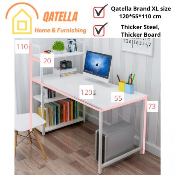 Qatella THE Study Deck Writing Desk Office Table With Book Shelf 3 ...