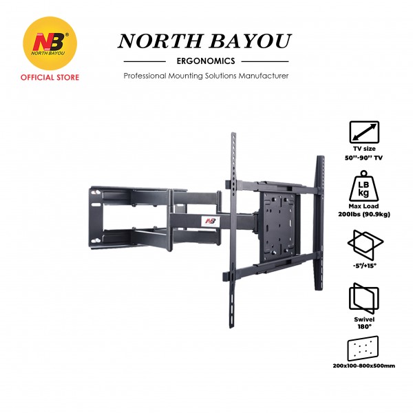 NB North Bayou NB SP5 Heavy Duty 140 Rotation Double Hand TV Cantilever ...