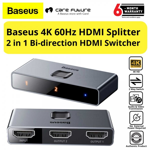 Baseus Original 4K 60Hz HDMI Splitter 2 Ports Bi-direction HDMI Switch ...