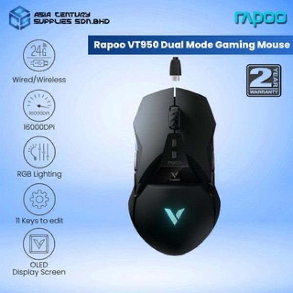 [READY STOCK] Rapoo VT950 Wired/Wireless Gaming Mouse (BLACK) / Rapoo High Gaming House / Rapoo ...