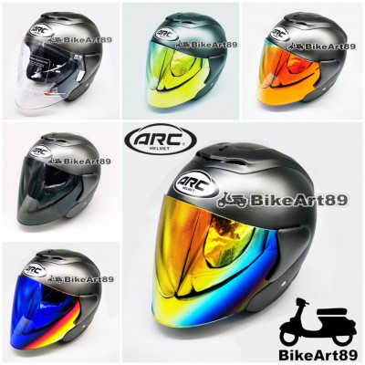 ARC Matt Grey Helmet ARC RITZ L / XXL + Visor Clear Smoke Gold Red Blue ...