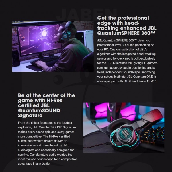 JBL Quantum One Hi-Res RGB Head Tracking Discord Certified Gaming ...