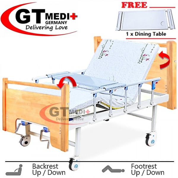 SW-DS01 GT MEDIT GERMANY Double Crank 2 Turn Function Medical Hospital Nursing Bed Mattress ...