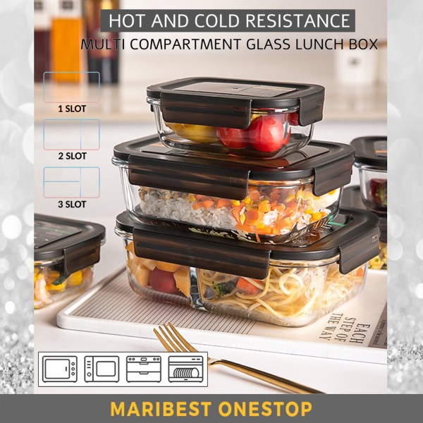 GLASS TUPPERWARE High Borosilicate Glass Storage Container Compartment ...