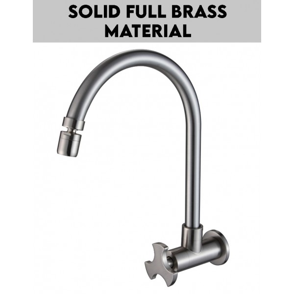 ATOCCO AT-9128SS Full Solid Brass Satin Finish Wall Kitchen Tap 360 ...