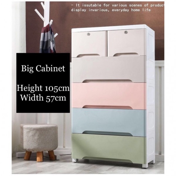 Big Plastic Cabinet Pastel Macaron 5 Decker Drawers Gradient Candy ...
