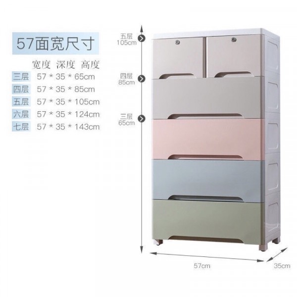 Big Plastic Cabinet Pastel Macaron 5 Decker Drawers Gradient Candy ...