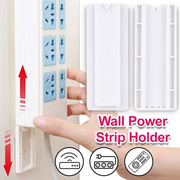 Self Adhesive Wall Mount Power Strip Fixator Punch-Free Seamless Holder ...