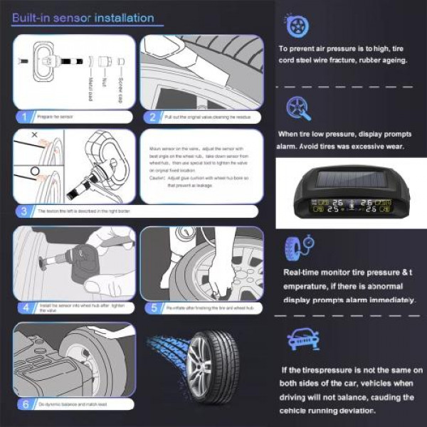 Car Motorcycle CAREUD M3 TPMS Tire Pressure Monitoring System Honda ...