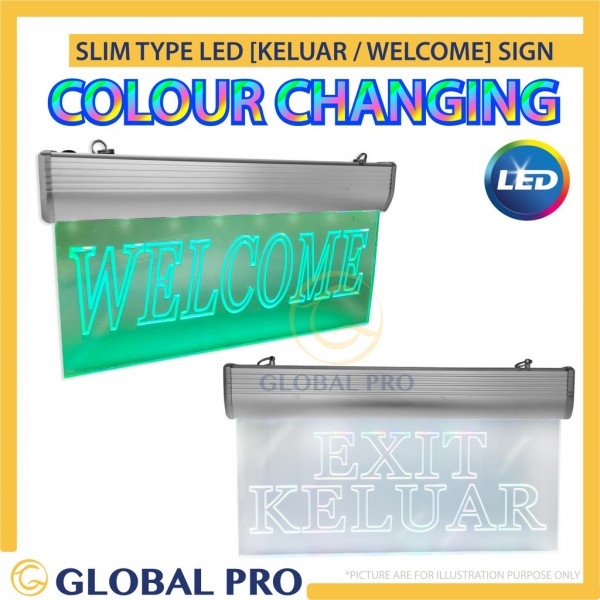 Slim Type Hanging Surface LED Colour Changing Exit Keluar / Welcome ...