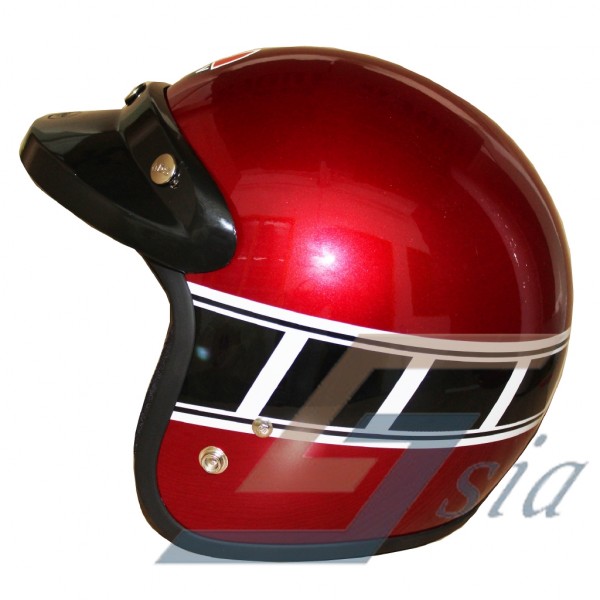 SGV Racing Stripes Helmet (Red)+Bikko Visor (Silver) | PGMall