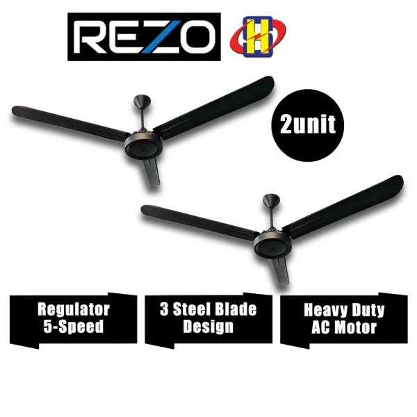 Rezo Ceiling Fan (Twin Pack/60 Inch/Matt Black) Regulator 5-Speed ...