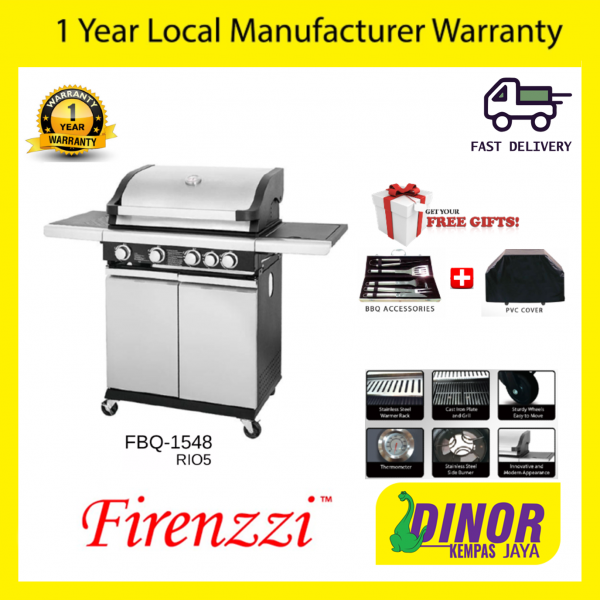 Firenzzi FBQ1548 RIO5 BBQ Grill Stainless Steel 4B+1SB (Super Burner ...