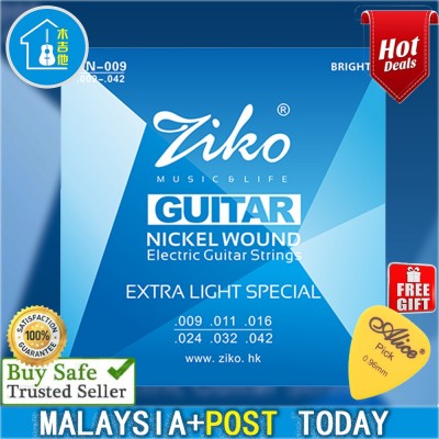 【Authorised dealer】 Ziko Electric Guitar Strings Set Nickel Wound Extra ...