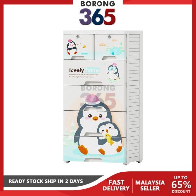 Borong365 5 Tier Penguin Design Wardrobe Drawer Children Clothes Chest ...
