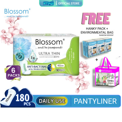 Blossom Ultra Thin Pantyliners SF (155mm x 30pcs) x 6 Pack - FREE ...