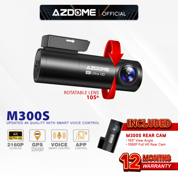 AZDOME M300S 2160P/4K Ultra HD Front DashCam Night Vision Smart Voice ...