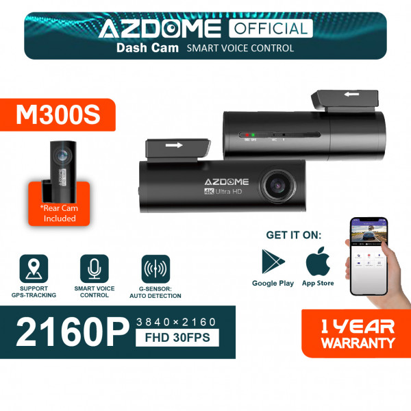 AZDOME M300S 2160P/4K Ultra HD Front DashCam Night Vision Smart Voice ...