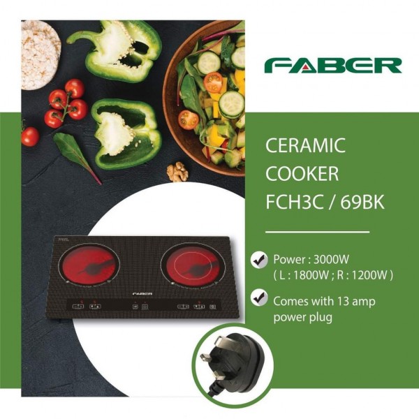 Faber Italia FCH3C Built-in Double Electric Ceramic Cooker Hob FCH 3C ...