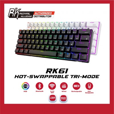 Royal Kludge RK61 RGB HOT SWAPPABLE 3 MODE Red Brown Switch Mechanical ...