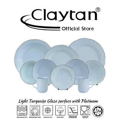 Claytan Tableware Light Turquoise Glaze Surface With Platinum Mug 340ml ...