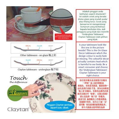 Claytan 14 PCS Tea Set (6 Pax) Lead Safe Ceramic Tableware Microwave ...