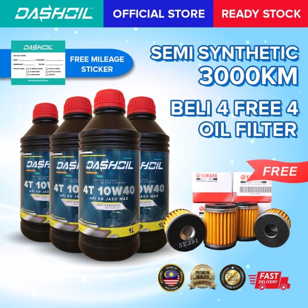 DashOil 4T 10w40 1L Semi Synthetic SN Motorcycle Engine Oil Minyak ...