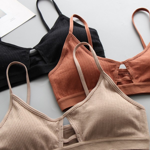 Solid Color Thread Bottoming Tube Top Wireless Beauty Back Versatile ...