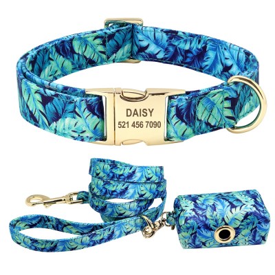 Personalized Printed Dog Collar Leash Set Customized Nylon Pet Collar ...