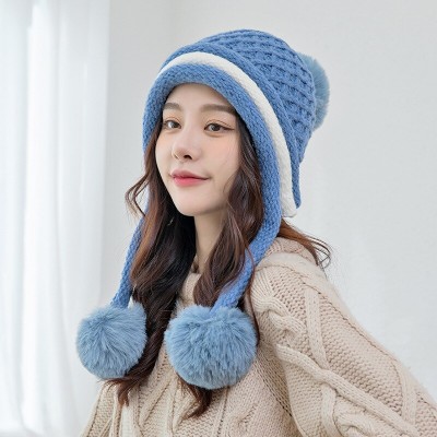 2021New Winter Knit Hat For Women Girls Caps Sweet Ear Protection ...