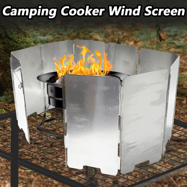 9 Plates Foldable Gas Stove Windshield Outdoor Stove Wind Shield ...