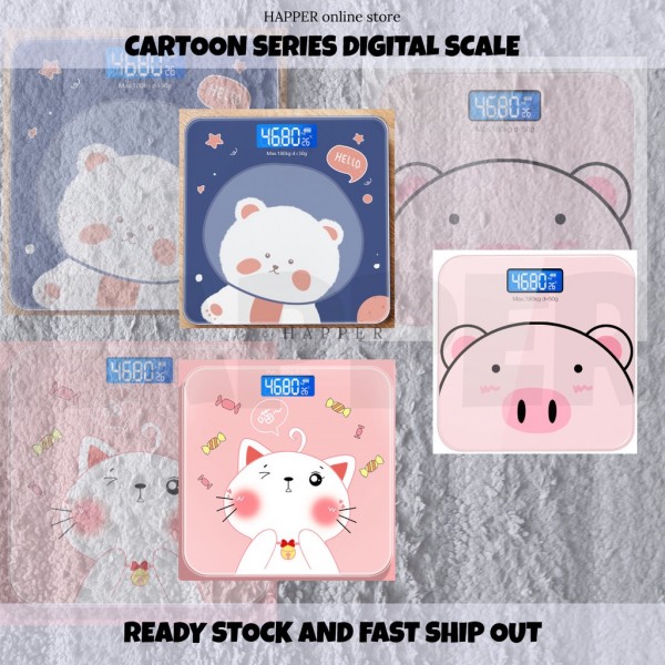 Cute Cartoon Digital Body Weight Scale Battery Temperature Penimbang ...