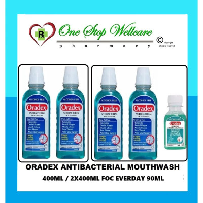 ORADEX ANTIBACTERIAL MOUTHWASH 2X400ML (EXP:04/2025) 2X400ML FOC ...