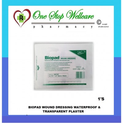 BIOPAD WOUND DRESSING WATERPROOF & TRANSPARENT PLASTER 1'S (EXP: 03/ ...