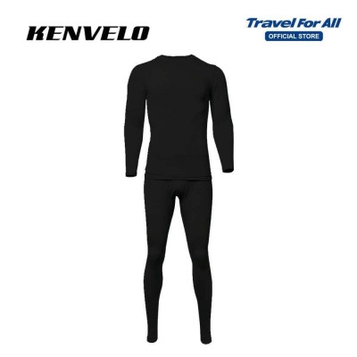 Kenvelo - Men’s 3 Layer Cotton LongJohn Set-LJ823165 Black S | PGMall