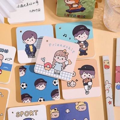 80 Sheets Portable Cartoon Words Card with Iron Ring School&Office Mini ...