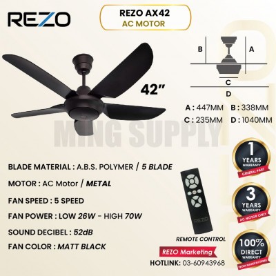 MS_ SIRIM REZO Ceiling Fan S306 Classic Series 56" AC Remote Control 5 ...