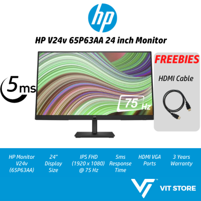 HP V24v G5 24 inch 24" FHD Monitor (VA, 75Hz, 5ms, HDMI, VGA, 3Y ...