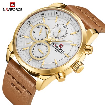 NAVIFORCE Sport Watches Leather Strap Mens Luxury Brand Quartz ...
