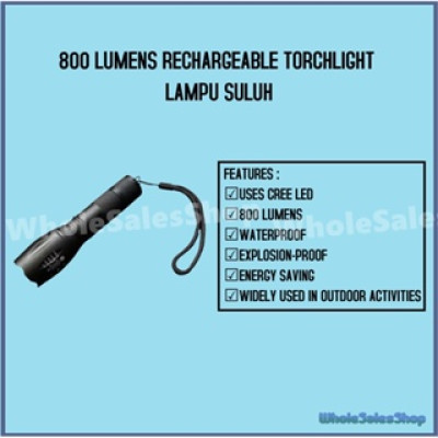 800 LUMENS RECHARGEABLE TORCHLIGHT ADJUSTABLE TORCHLIGHT LAMPU SULUH ...