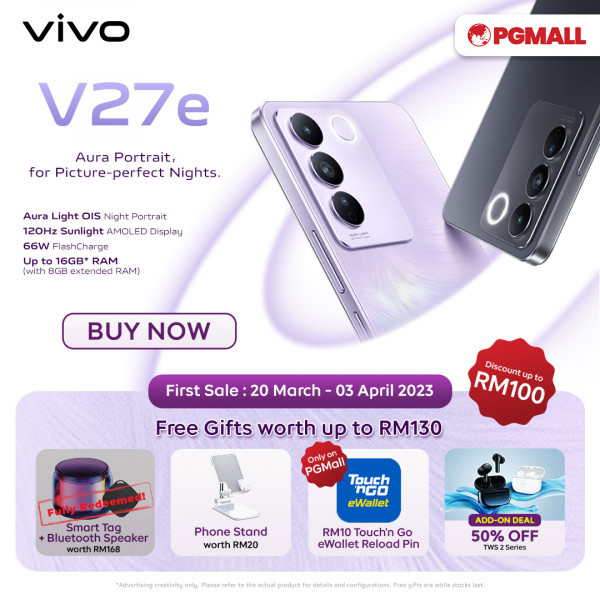 vivo V27e Smartphone 16GB*RAM +256GB ROM Aura Light Portrait 120Hz ...