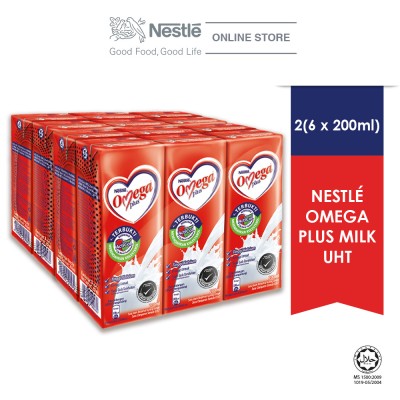 NESTLE OMEGA PLUS Milk UHT Milk 6 Packs, 200ml Each Bundle of 2 | PGMall