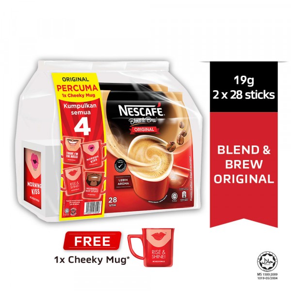 Nescafe Blend and Brew Original 28 Sticks, Free CHEEKY MUG (Random ...