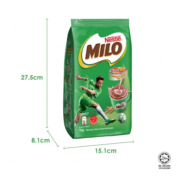 NESTLÉ MILO ACTIV-GO CHOCOLATE MALT POWDER Soft Pack 1kg x 12 packs ...
